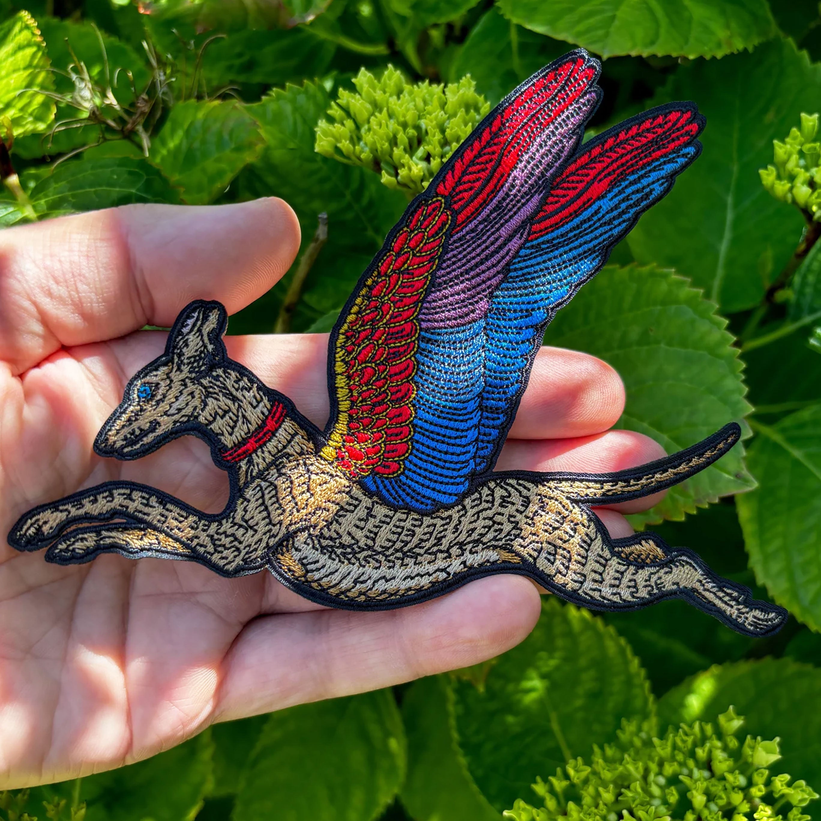 House of Hawks Bright Wing Flying Hound Fabric Patch – houndtees