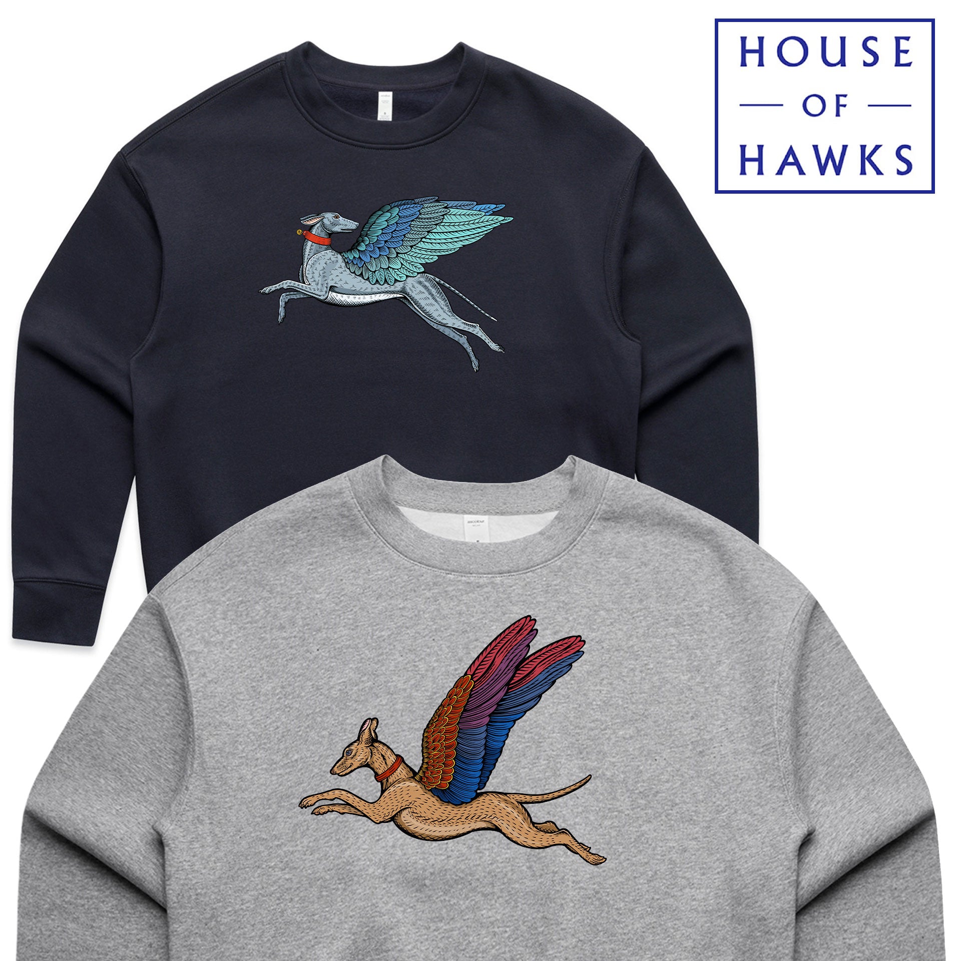 MADE TO ORDER - House of Hawks "Flying Hound" Sweater – Hound-Tees®