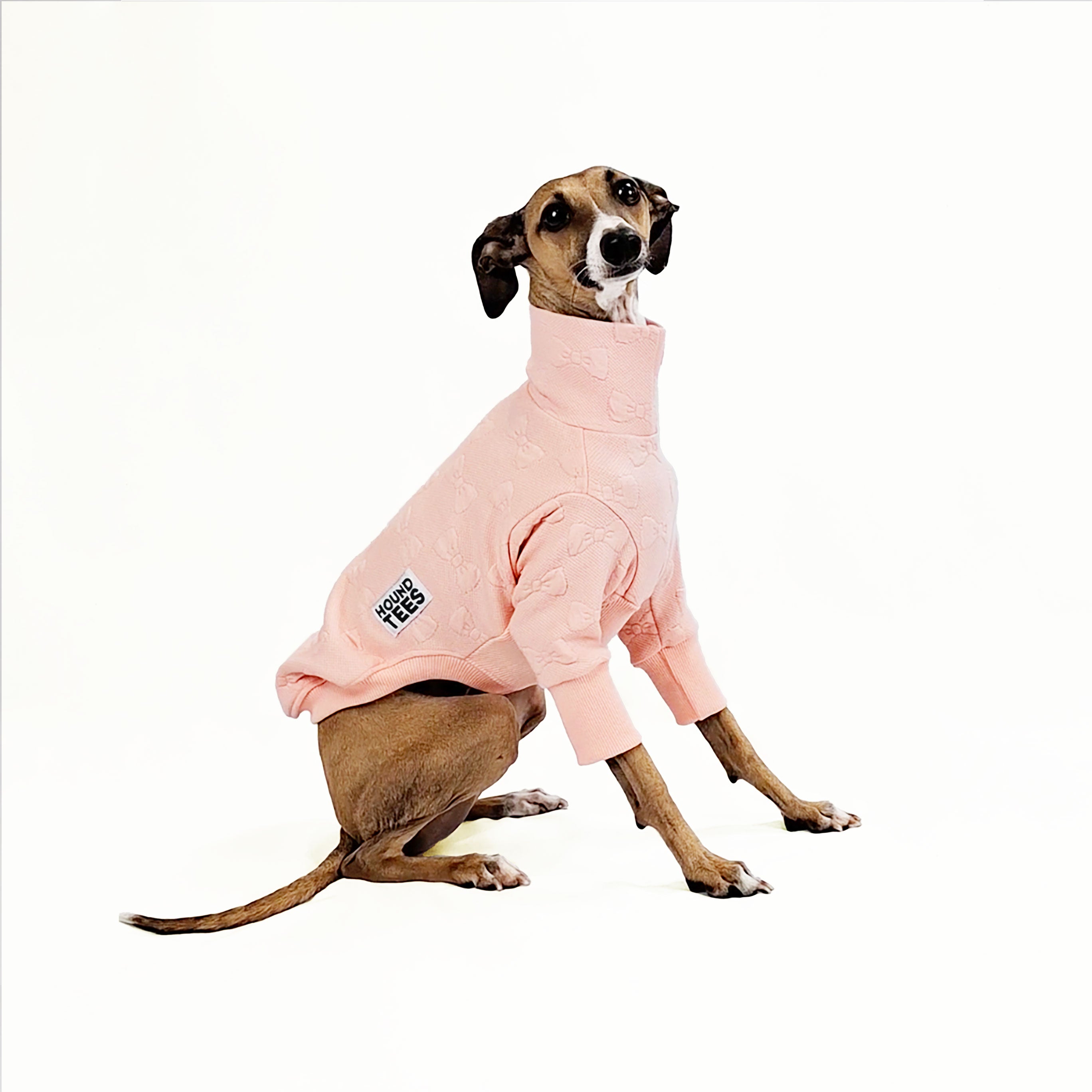 Italian Greyhound Quilted Sweater - Peach Bows | Hound-Tees – Hound-Tees®