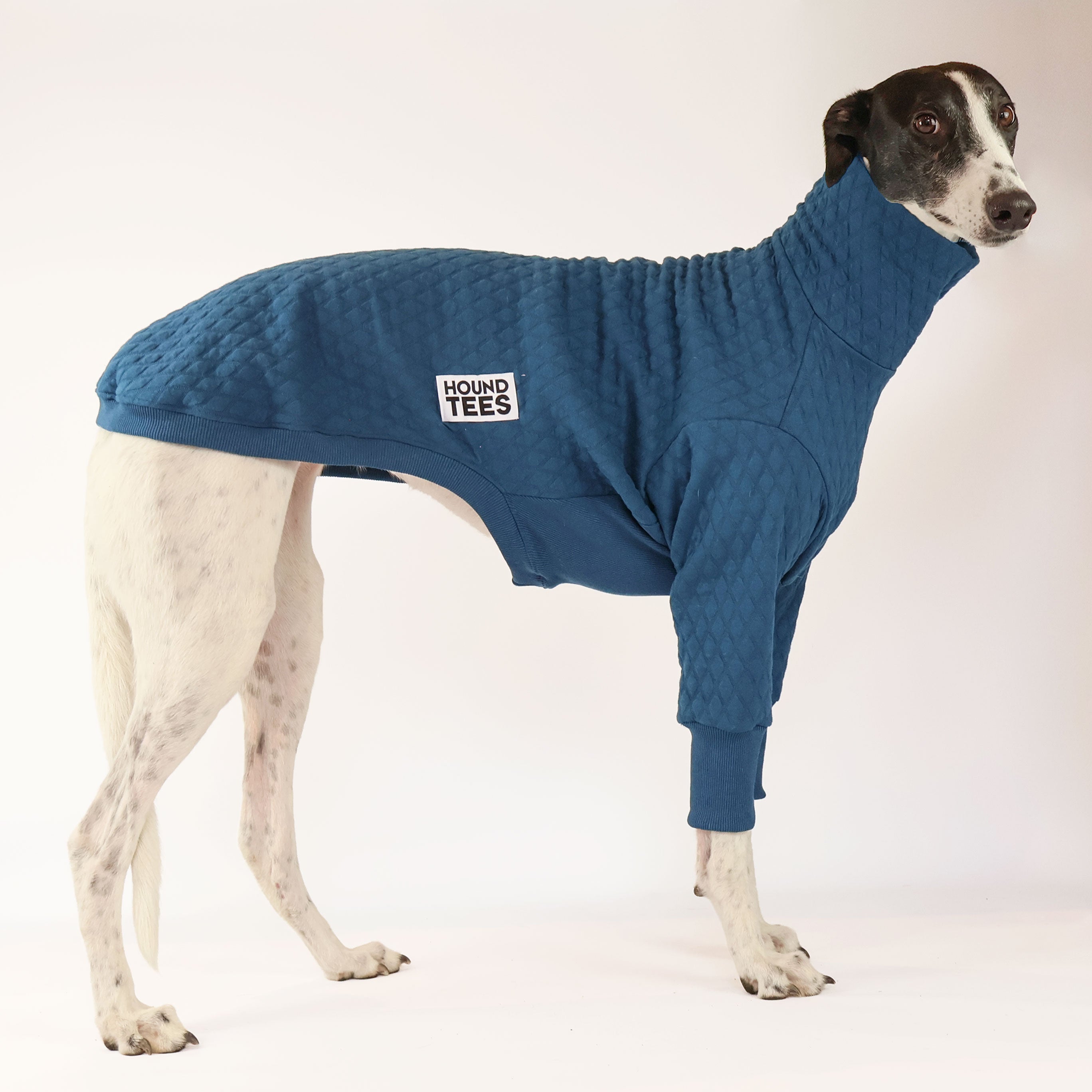 Greyhound Quilted Sweater - Sapphire | Hound-Tees – Hound-Tees®