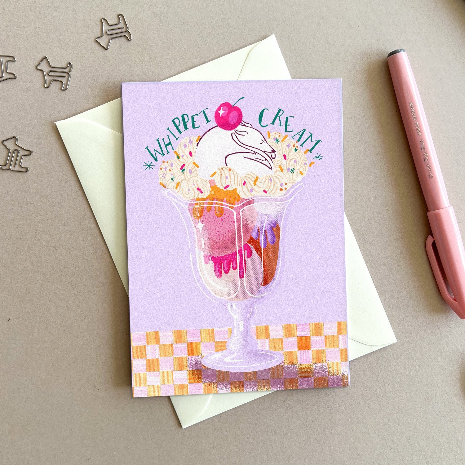 Bryony Moss Whippet Cream Greeting Card – Hound-Tees®
